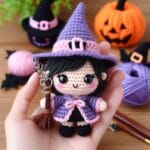 Amigurumi Lilac Witch Keychain