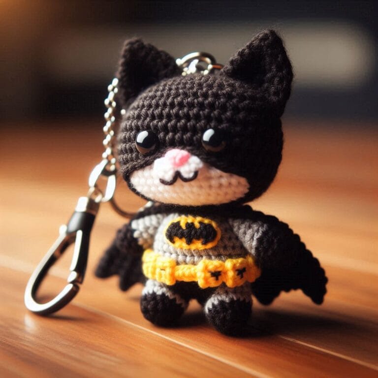 Batman Cat Keychain in Crochet
