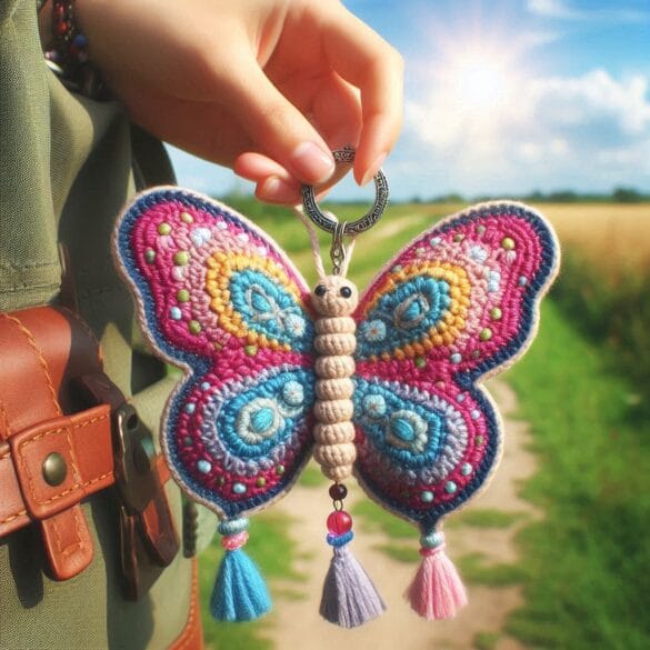 Crochet Butterfly Keychain