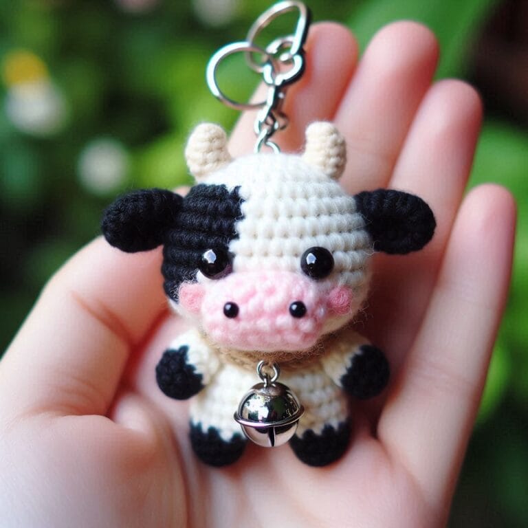 Crochet Cute Cow Keychain