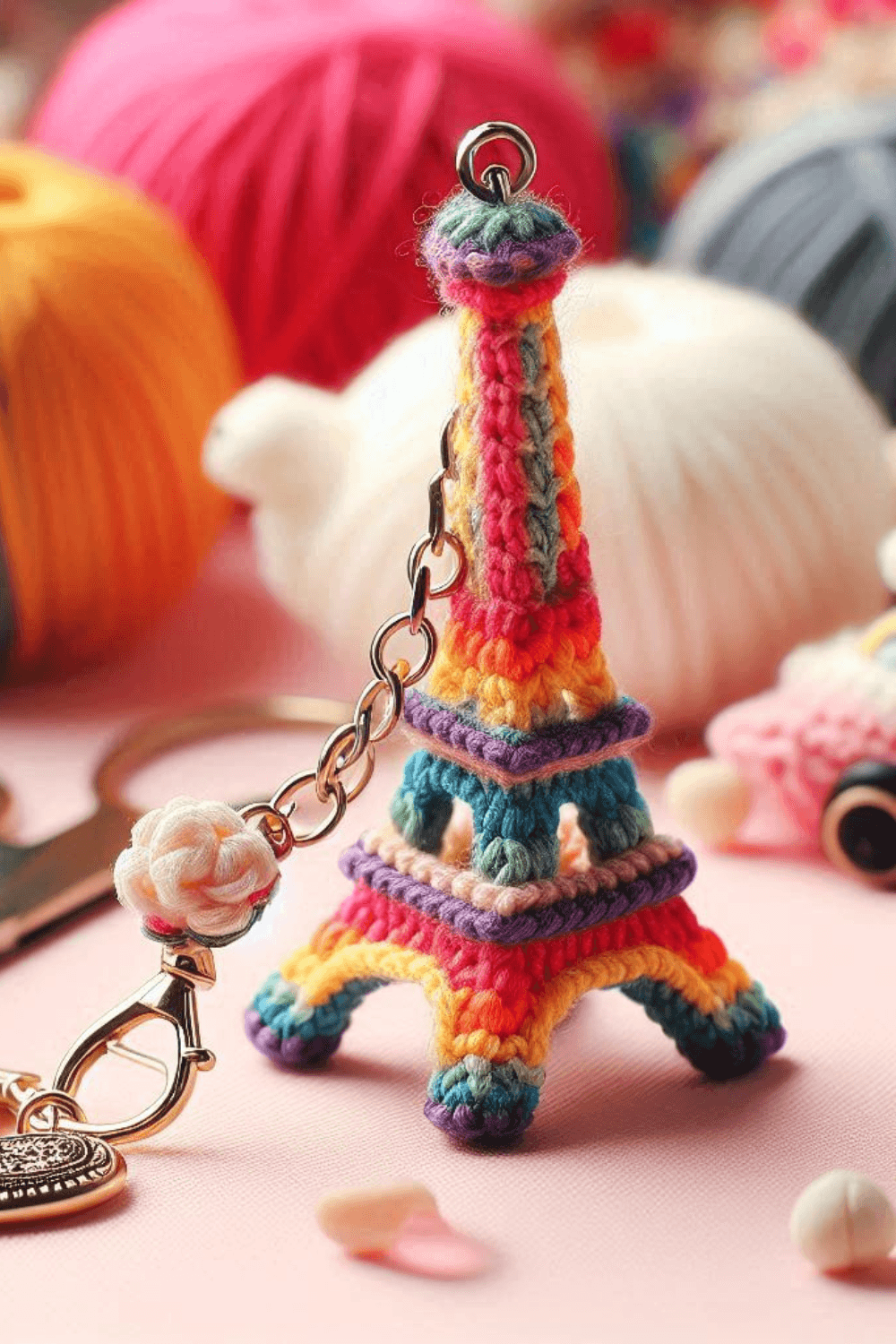 Crochet Eiffel Tower Keychains