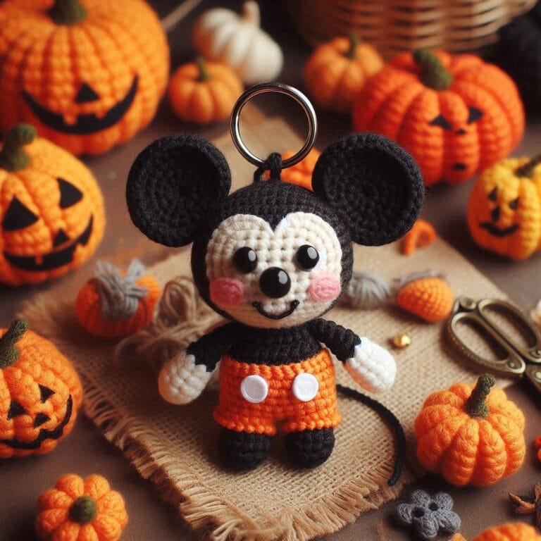 Halloween Crochet Mickey Mouse Keychain