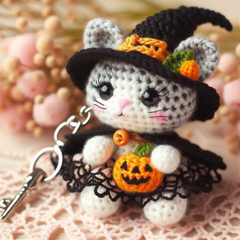 Witch Cat Keychain in Crochet