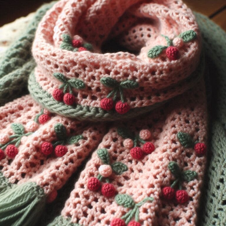Cherry Blossom Crochet Scarf