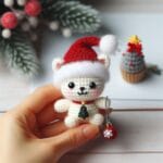 Crochet Christmas Bear with Santa Hat Amigurumi