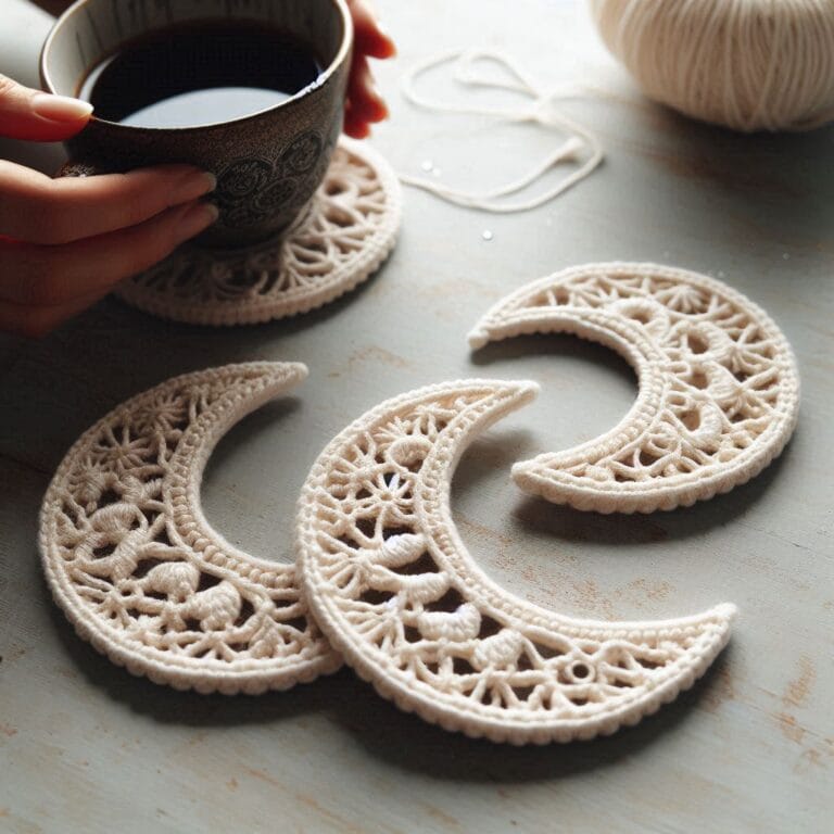Crochet Crescent Moon Coasters