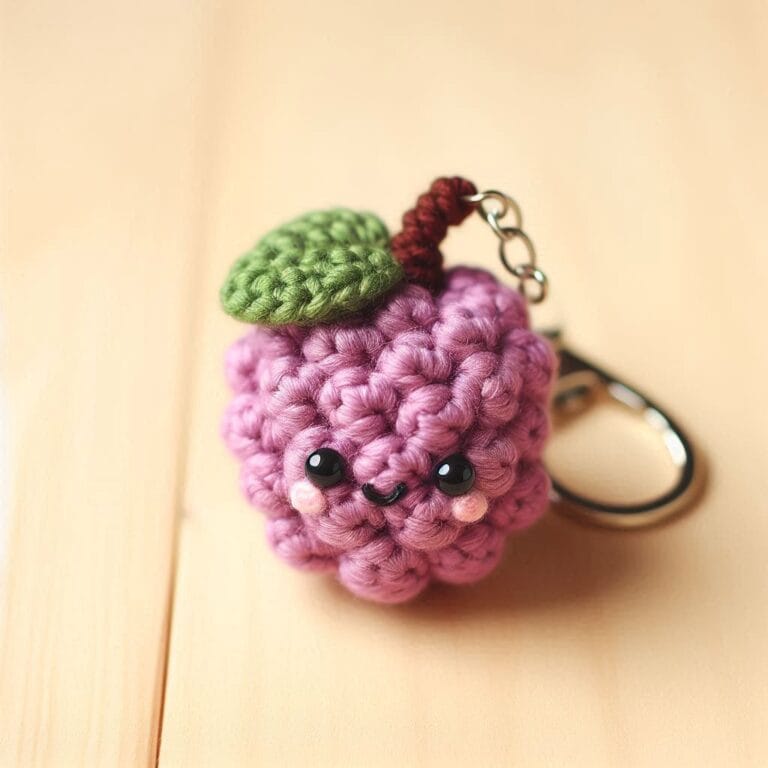 Crochet Raspberry Keychain