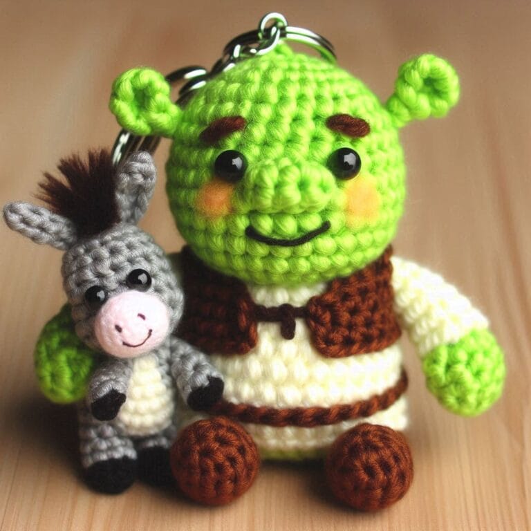 Crochet Shrek and Donkey Keychain