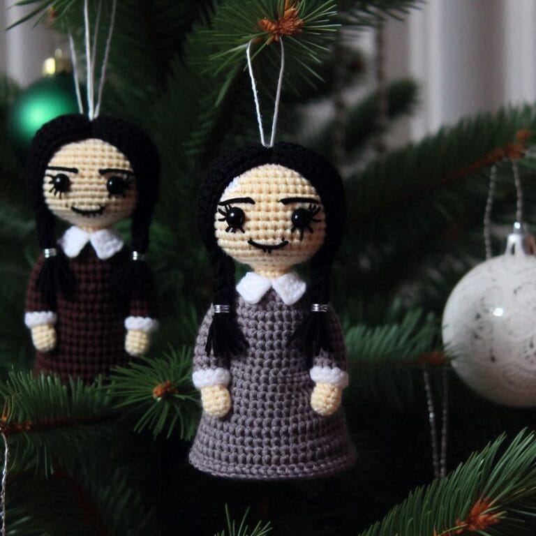 Crochet Wednesday Addams Ornament Pattern - Old Library