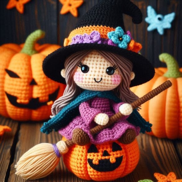 Crochet Witch Doll for Halloween Decor