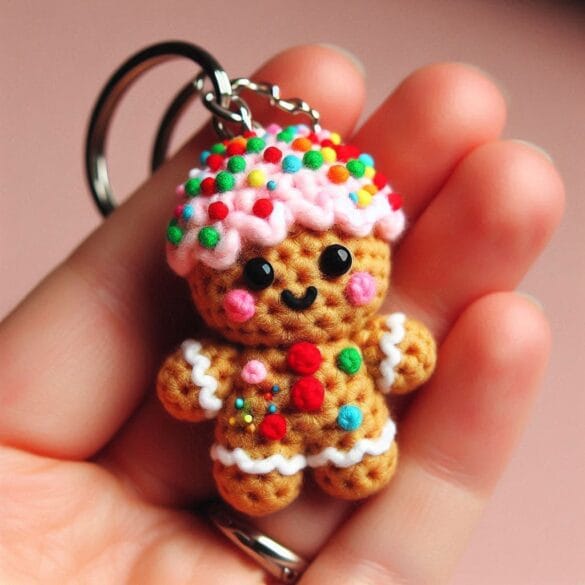 Gingerbread Man Crochet Keychain Pattern