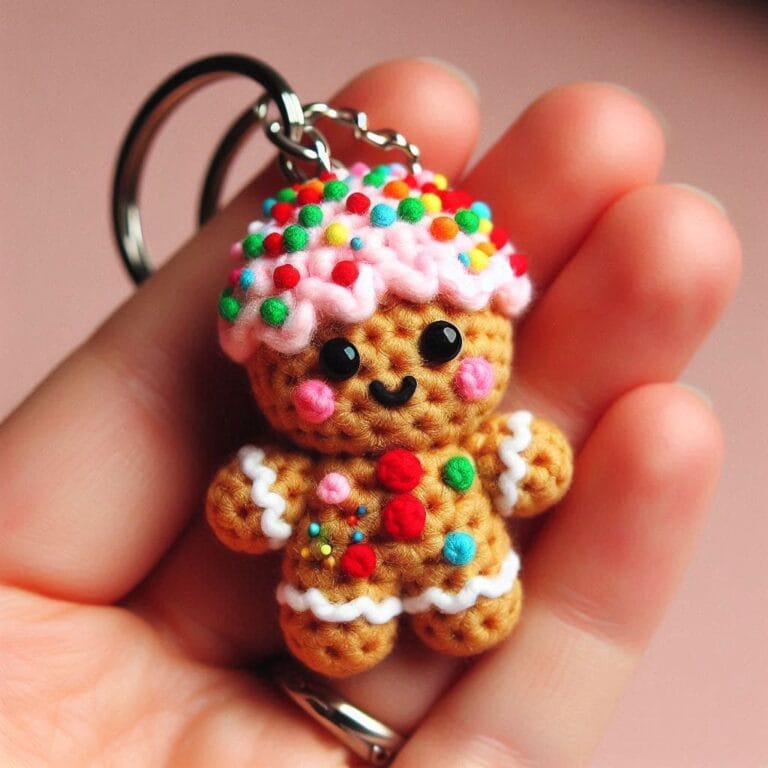 Gingerbread Man Crochet Keychain Pattern