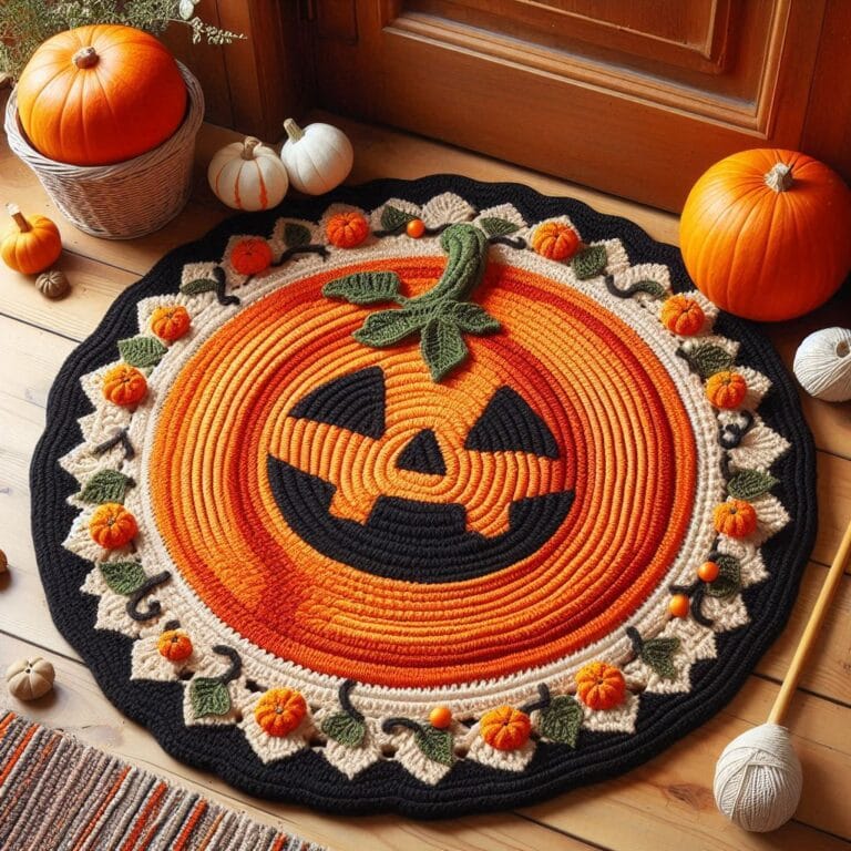 Halloween Pumpkin Crochet Rug