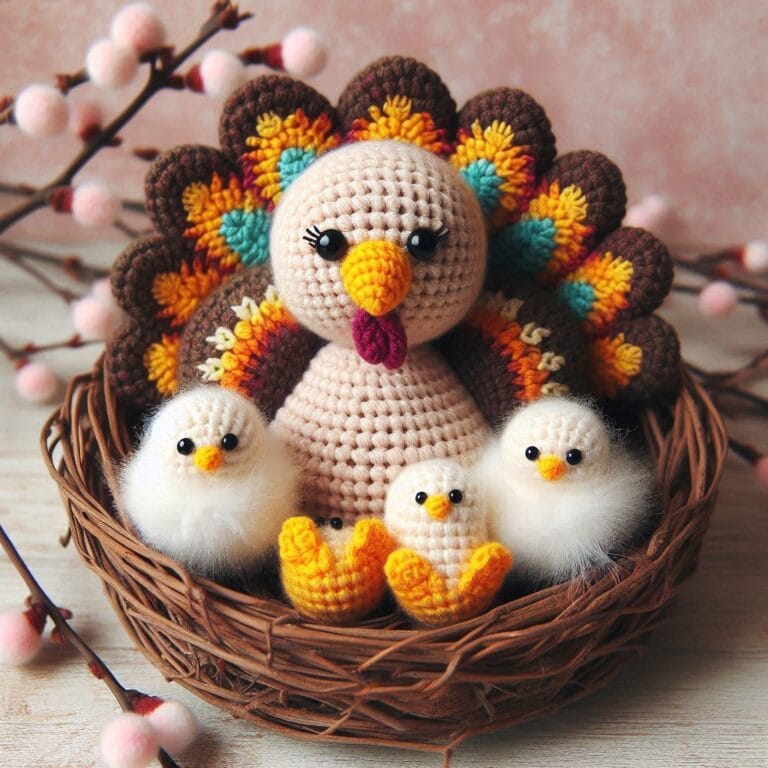 Thanksgiving Turkey Amigurumi with Chicks Crochet Pattern