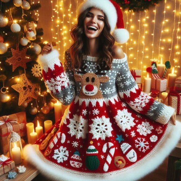 Festive Reindeer Crochet Christmas Sweater Pattern