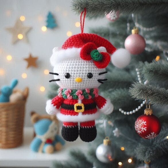 Crochet Hello Kitty Santa Amigurumi