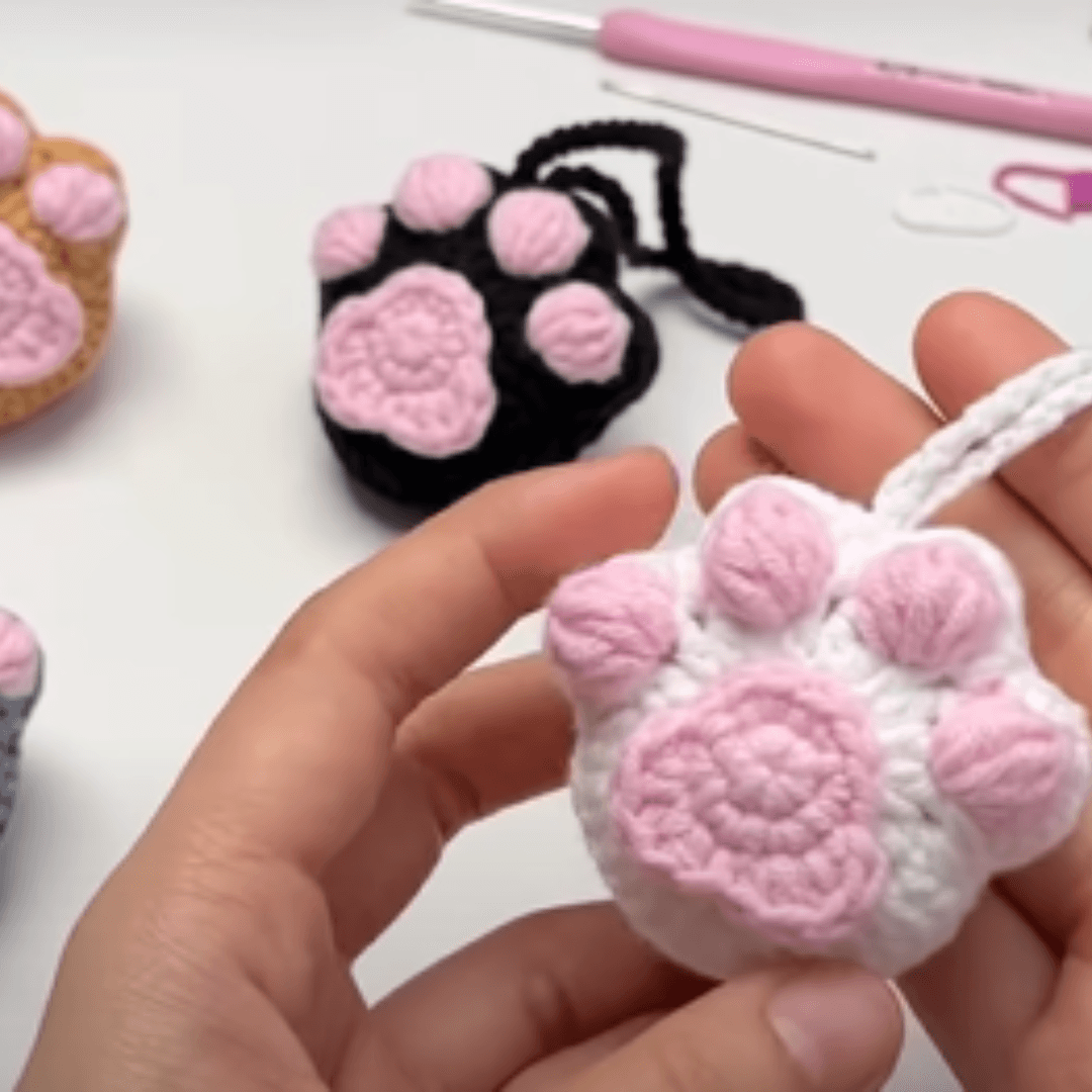 Crochet Cat Paw Bag Charm - Old Library